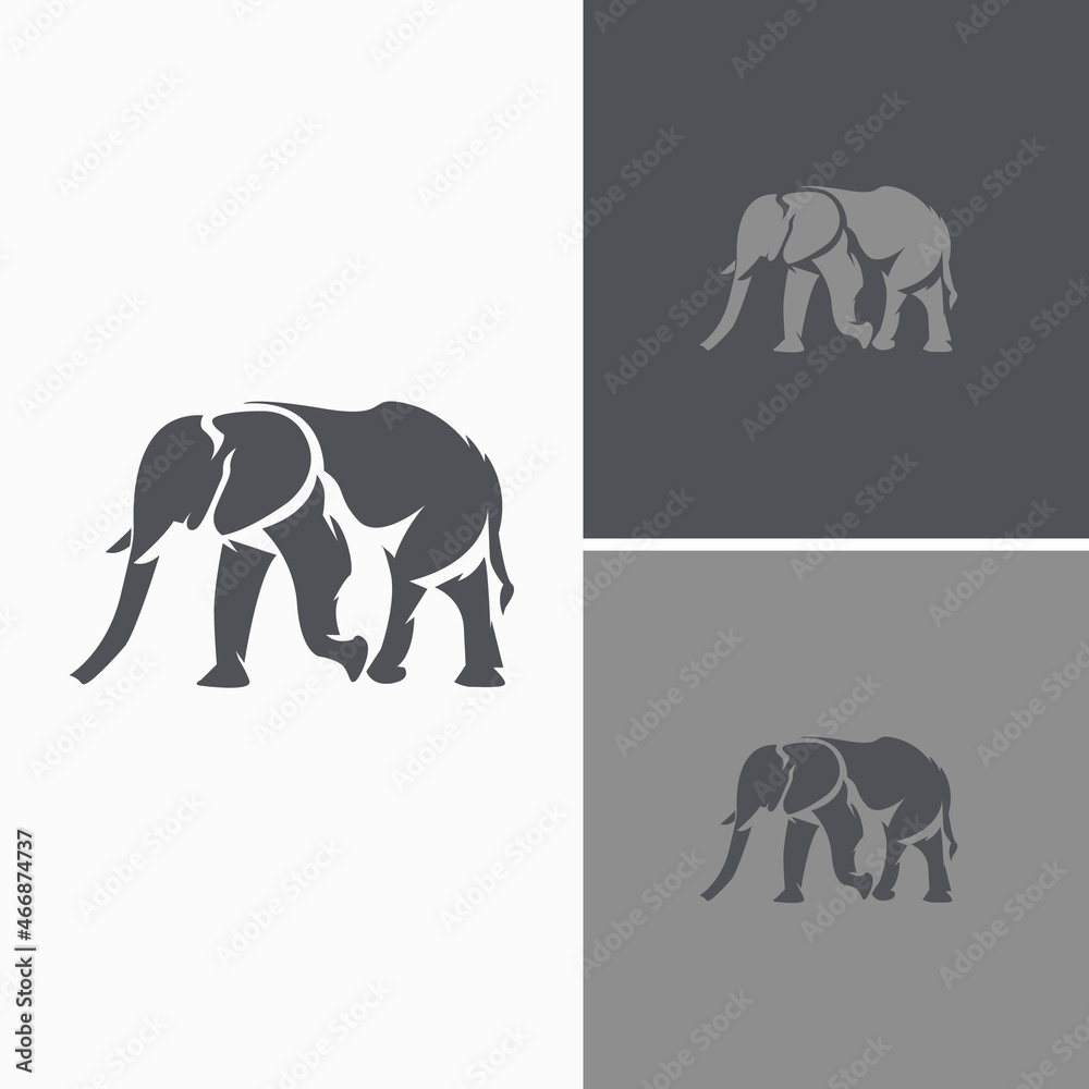 gray elephant logo with flat color. vector logo is editable and perfect ...