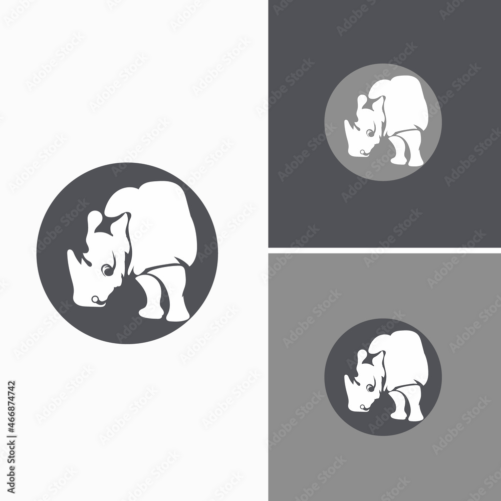 Gray rhino logo in flat colors. vector logo is editable and perfect for ...