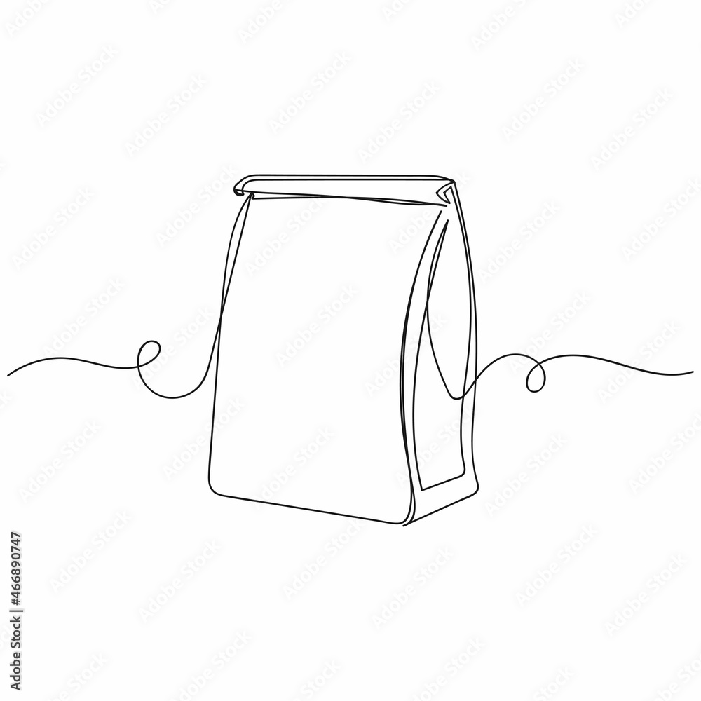 Vector continuous one single line drawing icon of paper bags in ...