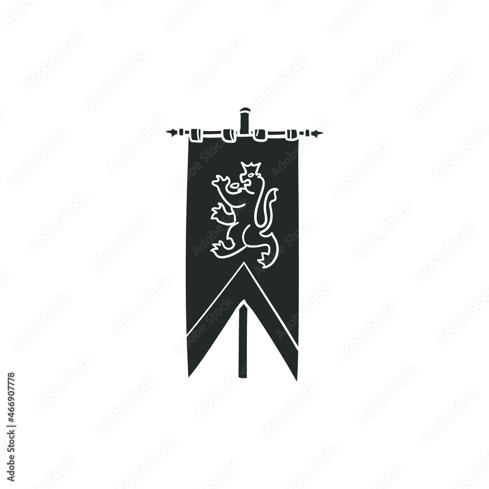 Medieval Banner Icon Silhouette Illustration. Shield Heraldic Vector ...