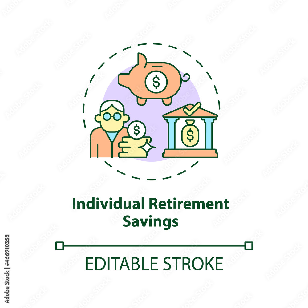 Individual retirement savings concept icon. Individual retirement ...
