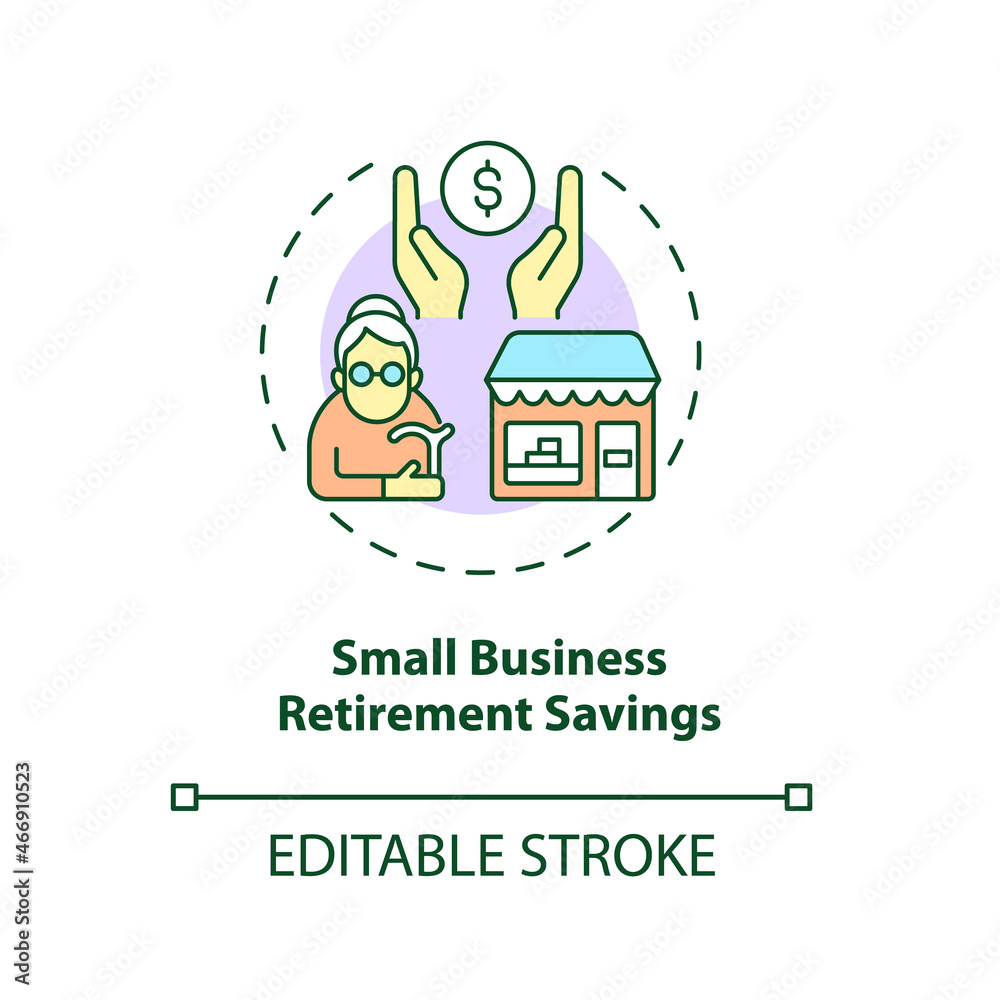 Small business retirement savings concept icon. Simplified employer ...