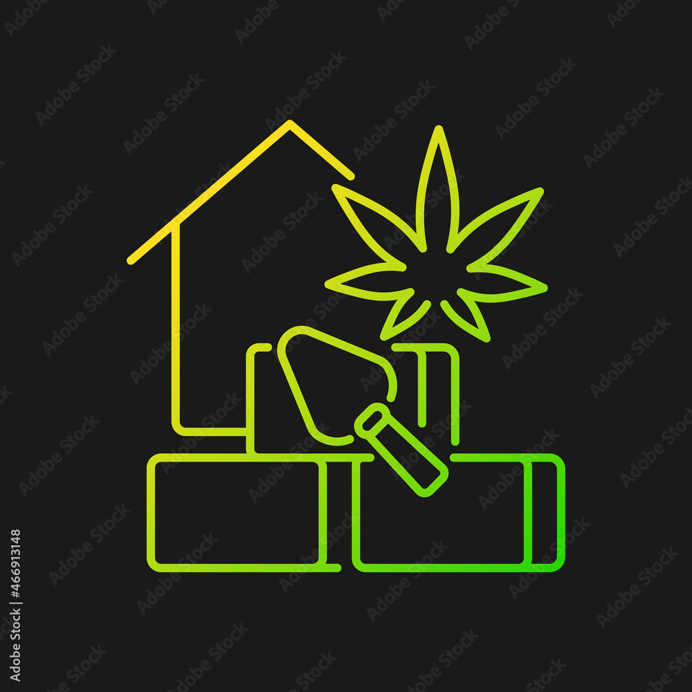 Hempcrete gradient vector icon for dark theme. Sustainable building ...