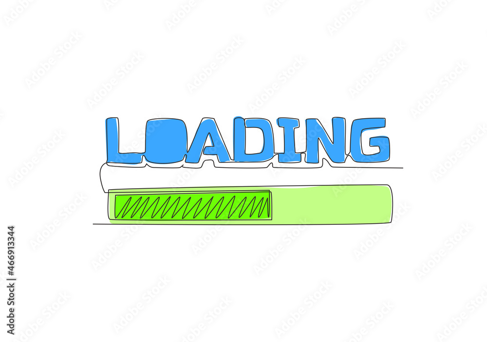 One single line drawing of cute and cool typography icon sign - Loading ...