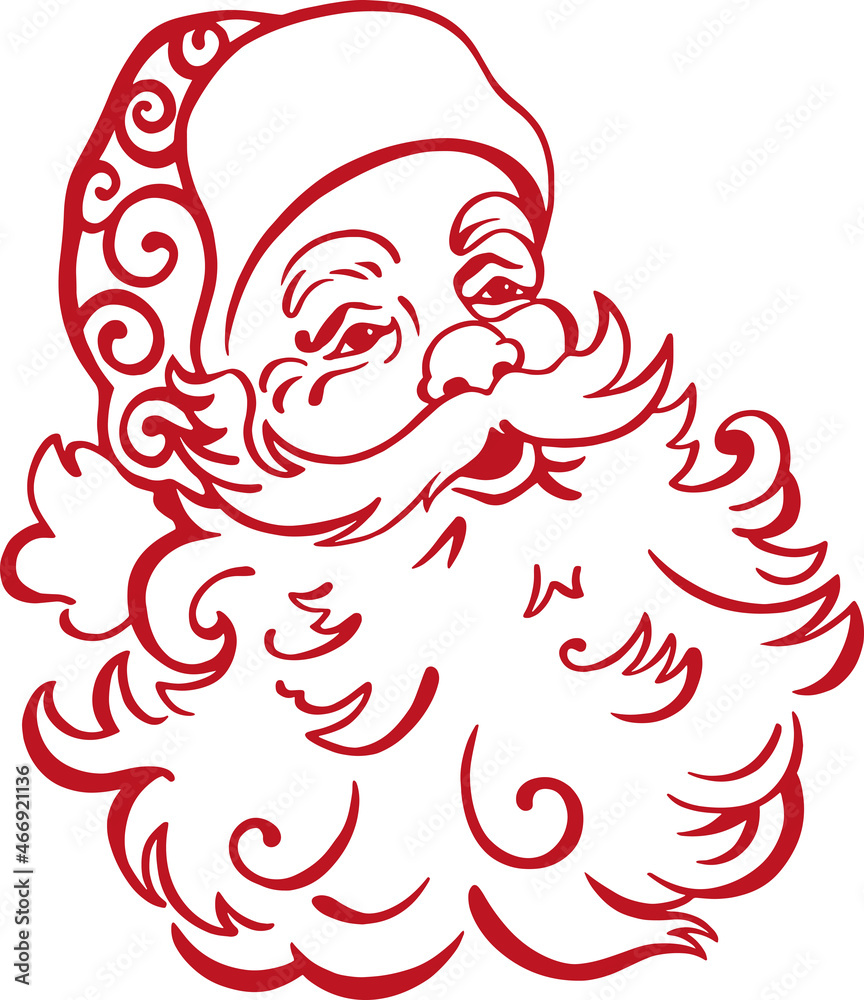 Red Santa Claus Face Vector Illustration set on white background ...