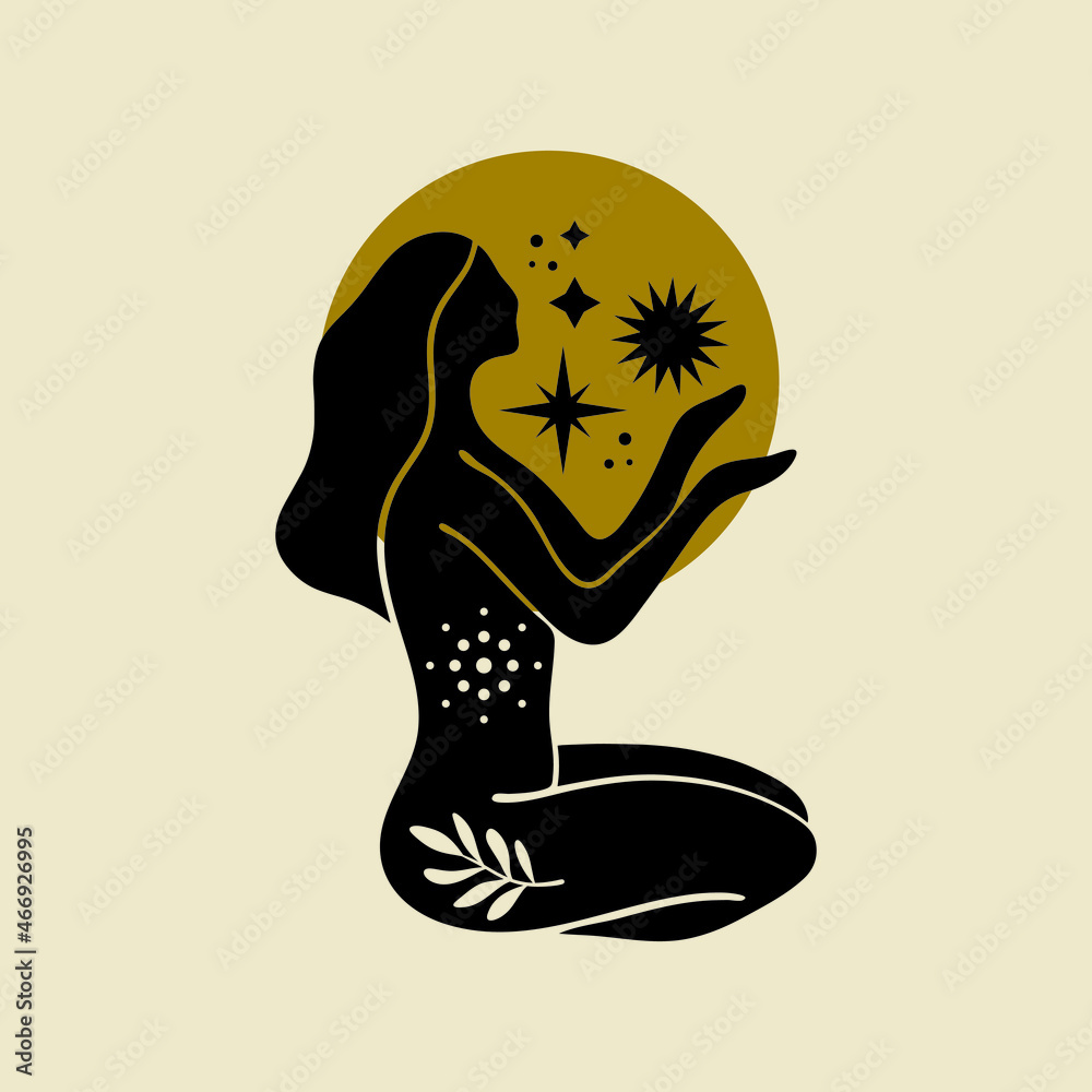 Boho Sacred Magic Woman Mystical Symbol Flat Holistic Healing