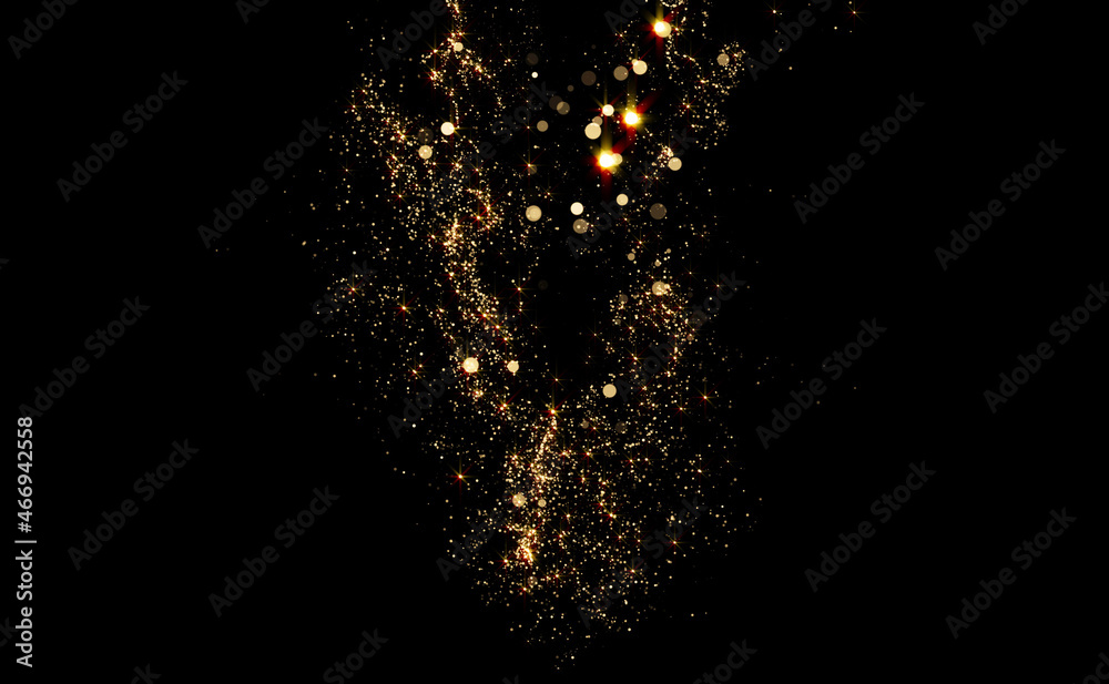 Gold flow particles or smoke and dust spray effect, golden glitter ...
