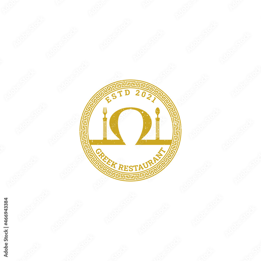 Vintage Golden Greek Restaurant Logo applied for restaurant logo design ...