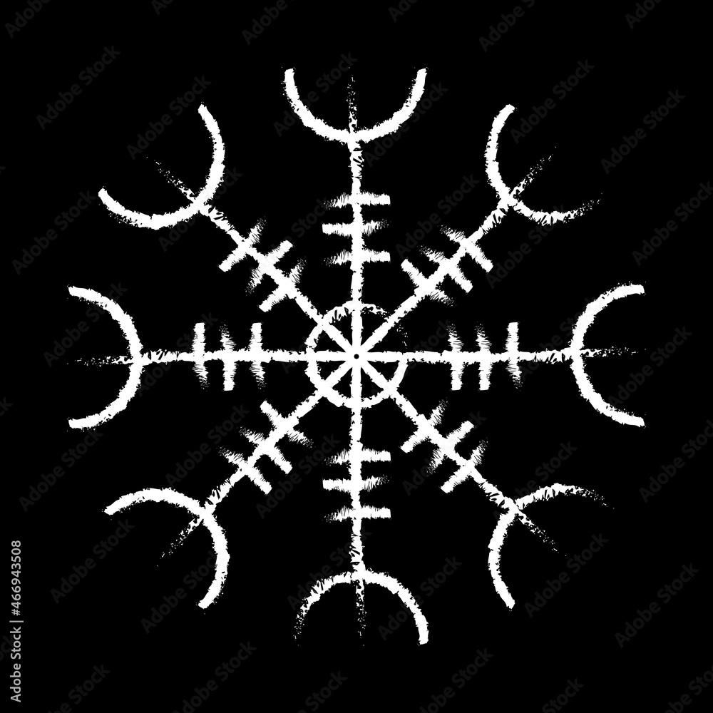 Aegishjalmur - cruciform pattern with magical rune-like signsю Vector ...