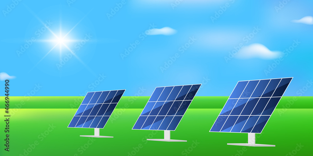 Solar power. Renewable energy sources. Vector illustration. Stock ...