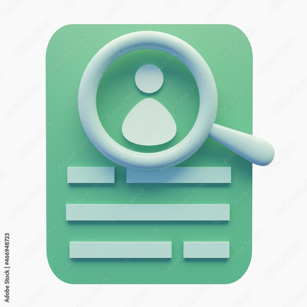 3d search personal profile icon. Render illustration of green user ...