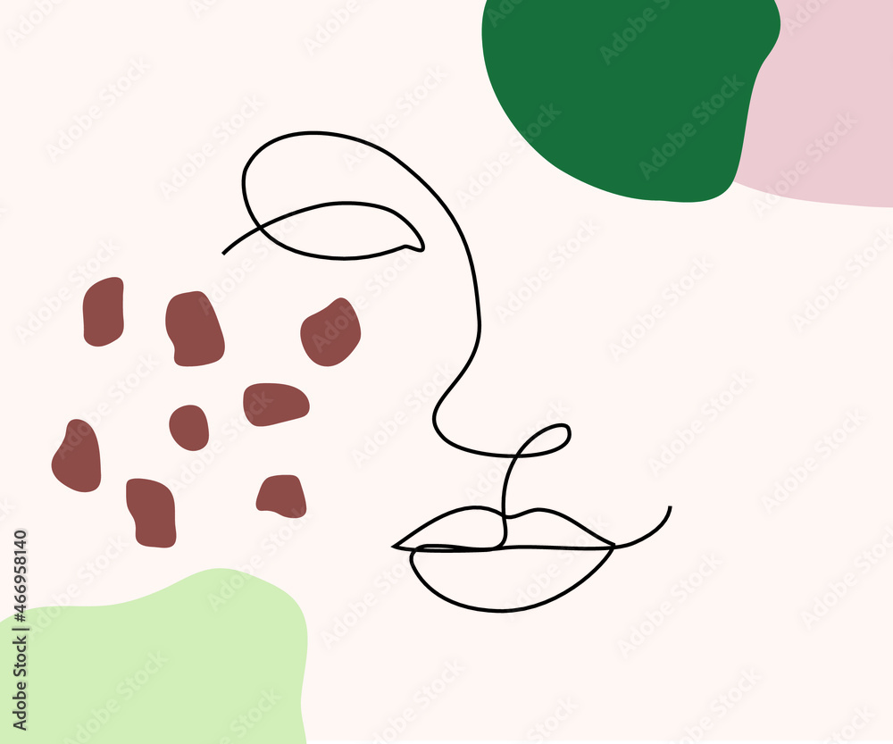 Simple Stylish Lined art with Modern Abstract Portrait Face Art One ...