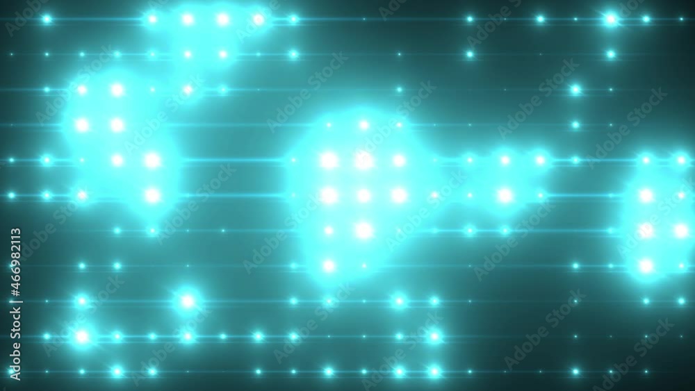 Blue horizontal dots blink on a dark background. Concept: digital ...