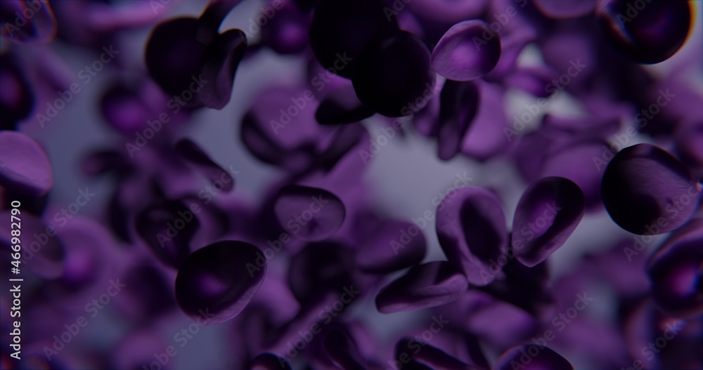 Purple blood cells under microscope abstract background 3d-rendering ...