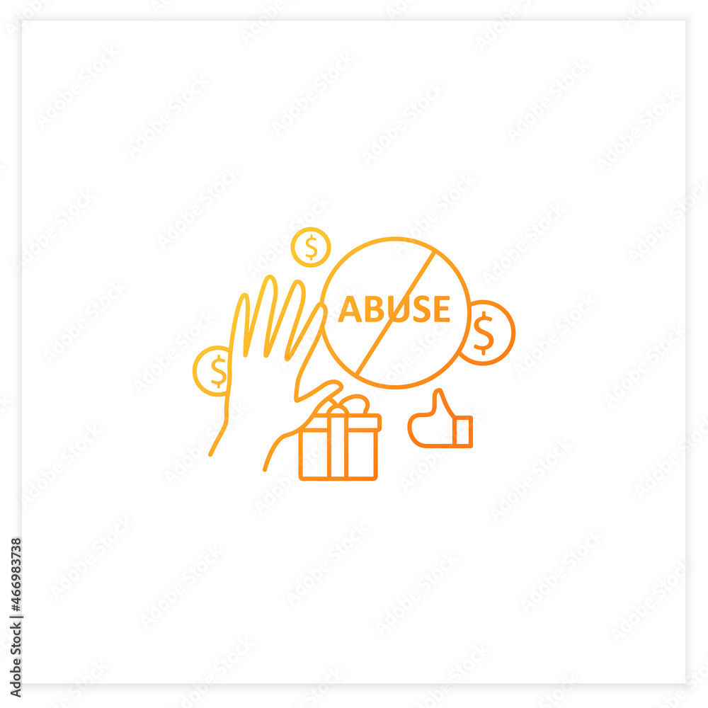 Ending abuse gradient icon. Stop exploitation. Universal basic income ...