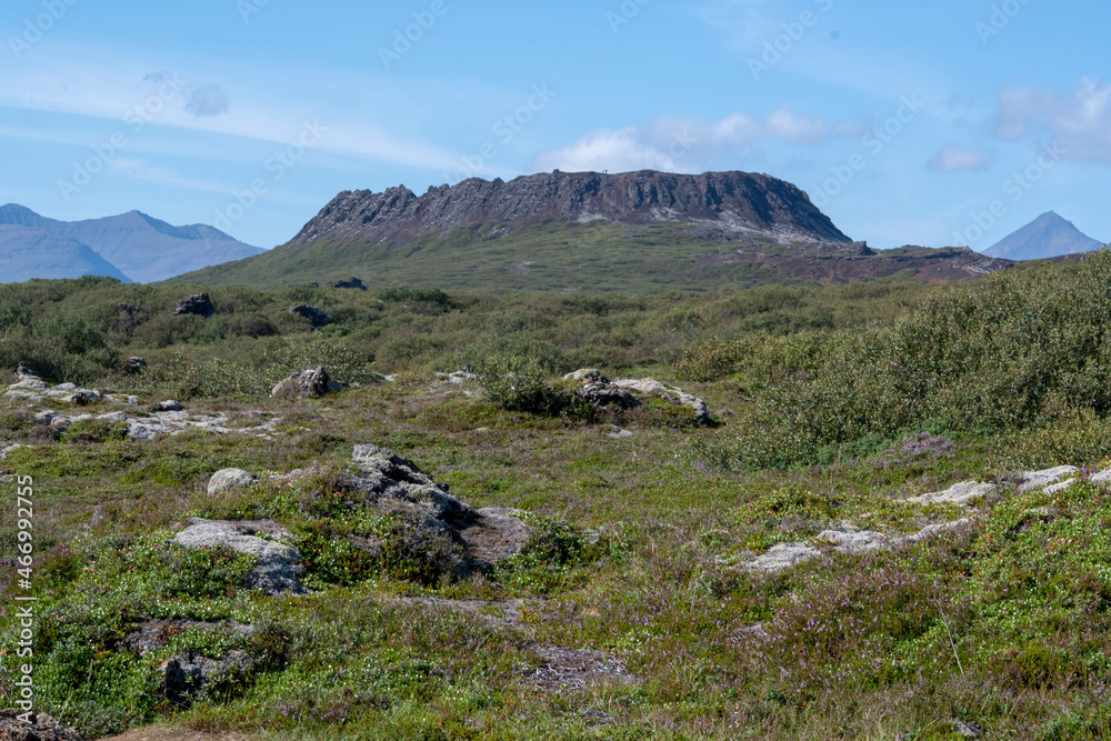 Landscape of Eldborg crater extinct volcano near Borgarnes South ...