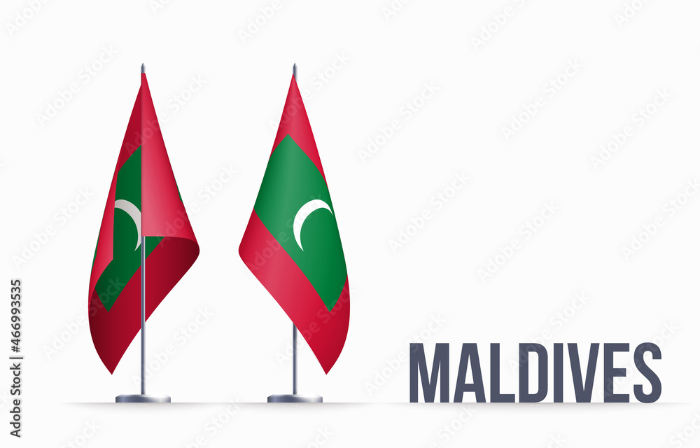 Maldives flag state symbol isolated on background national banner ...