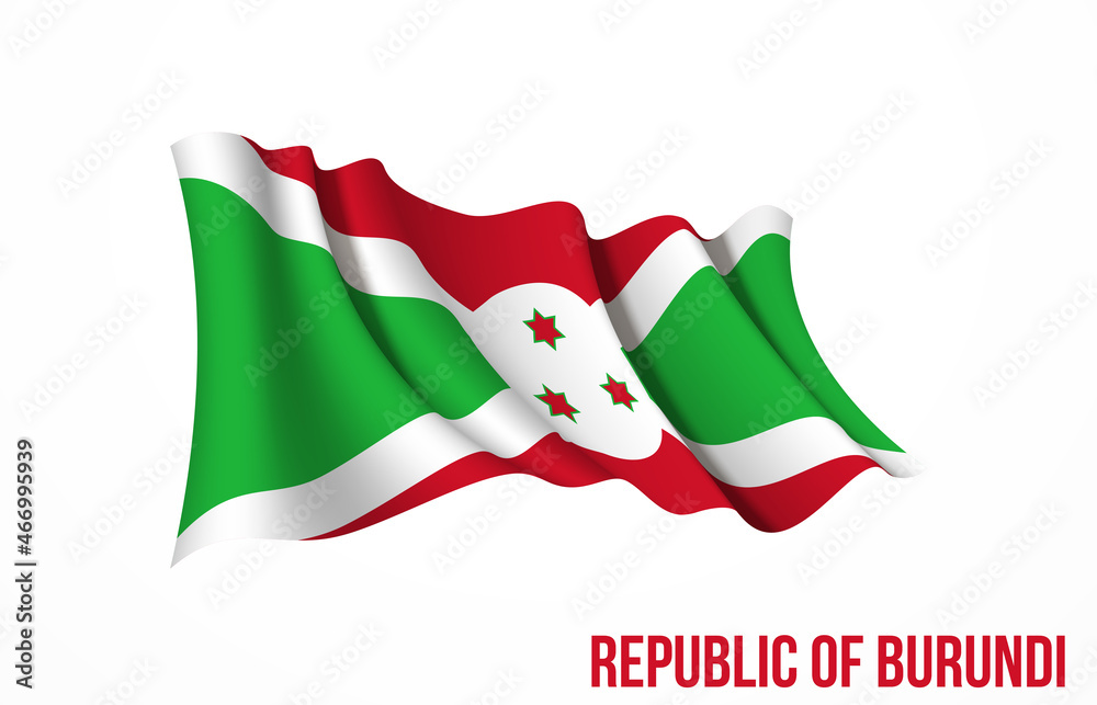 Burundi flag state symbol isolated on background national banner ...