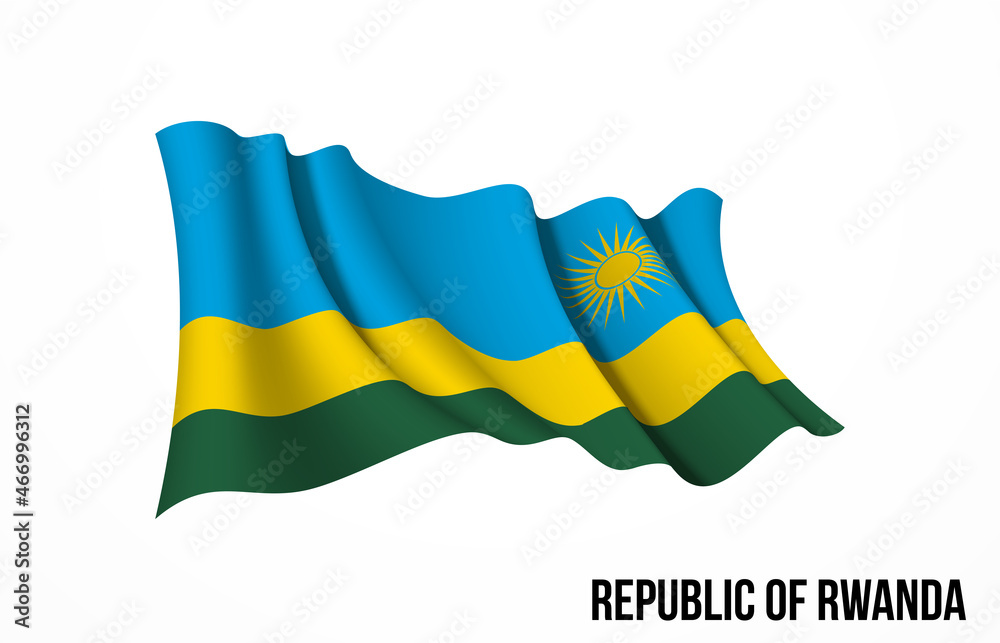 Rwanda flag state symbol isolated on background national banner ...