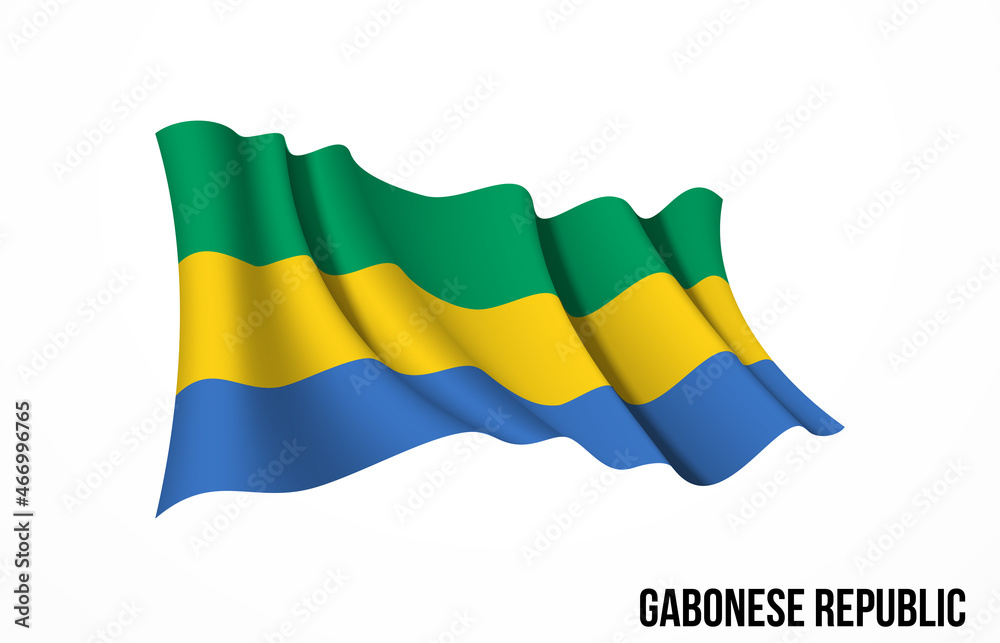 Gabon flag state symbol isolated on background national banner ...