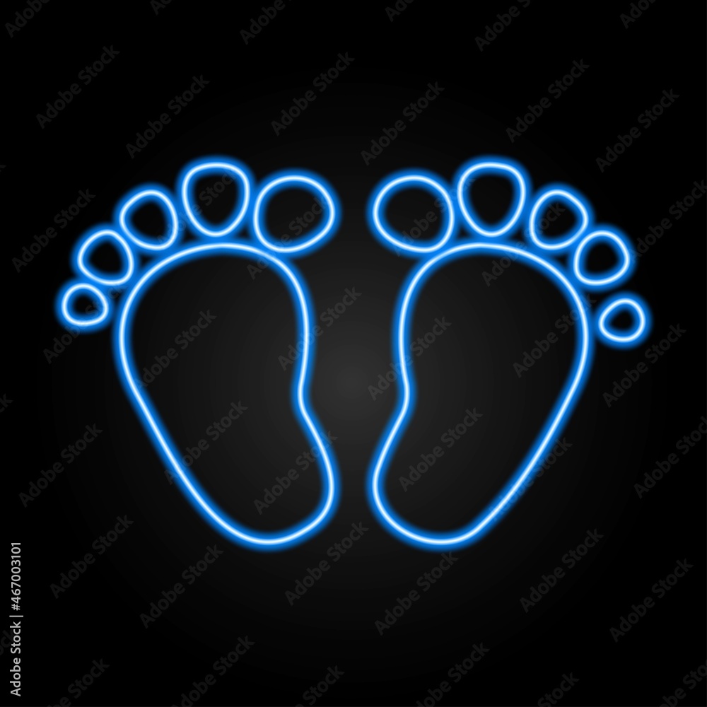Human footprint neon sign, modern glowing banner design, colorful ...
