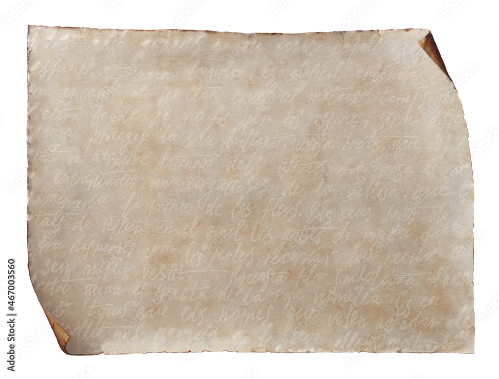 Old paper background texture.Retro unreadable ink-written text.Brown ...