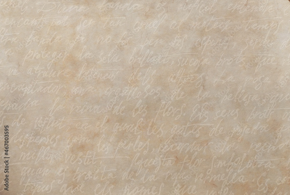 Antique abstract retro unreadable ink written text.Brown parchment old ...