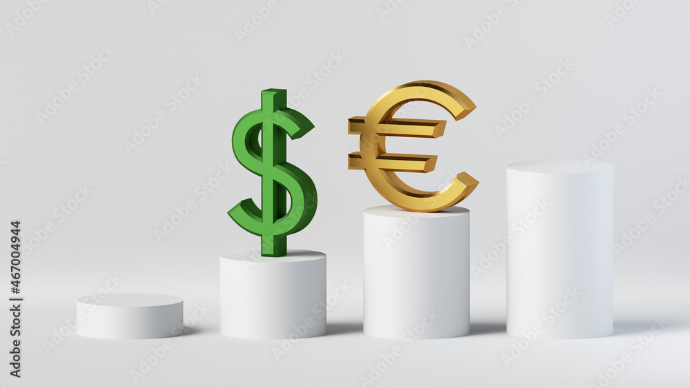 3d render, abstract infographics. Ascending graph with dollar sign and ...