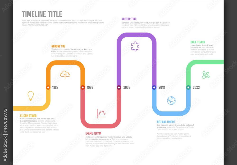 Infographic Company Milestones Curved Thick Line Timeline Template ...