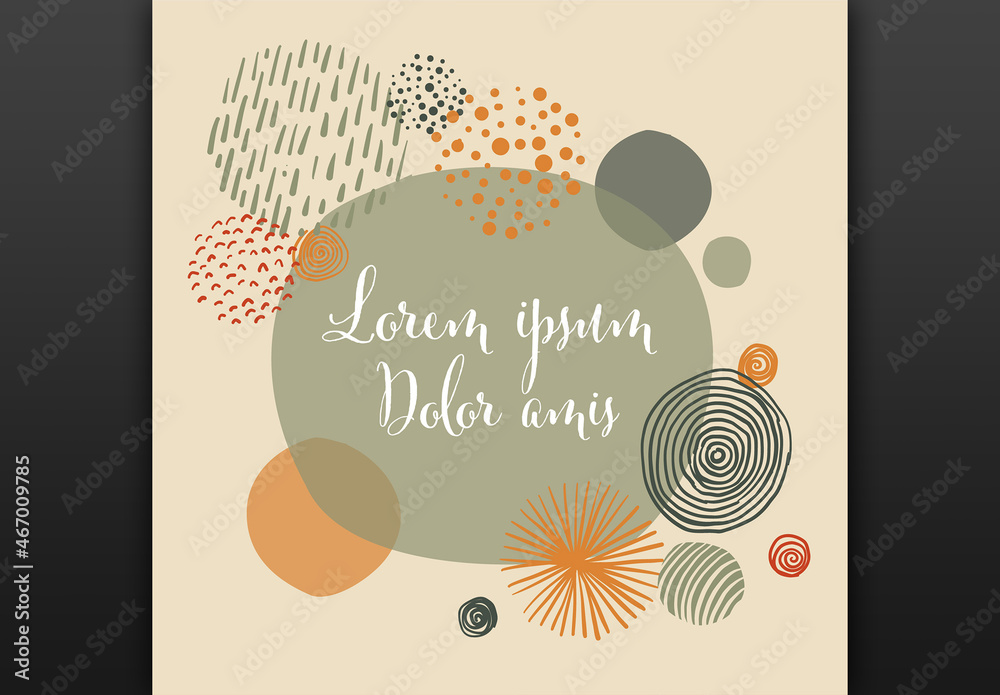 Contemporary Modern Trendy Doodle Handdrawn Background Template with ...