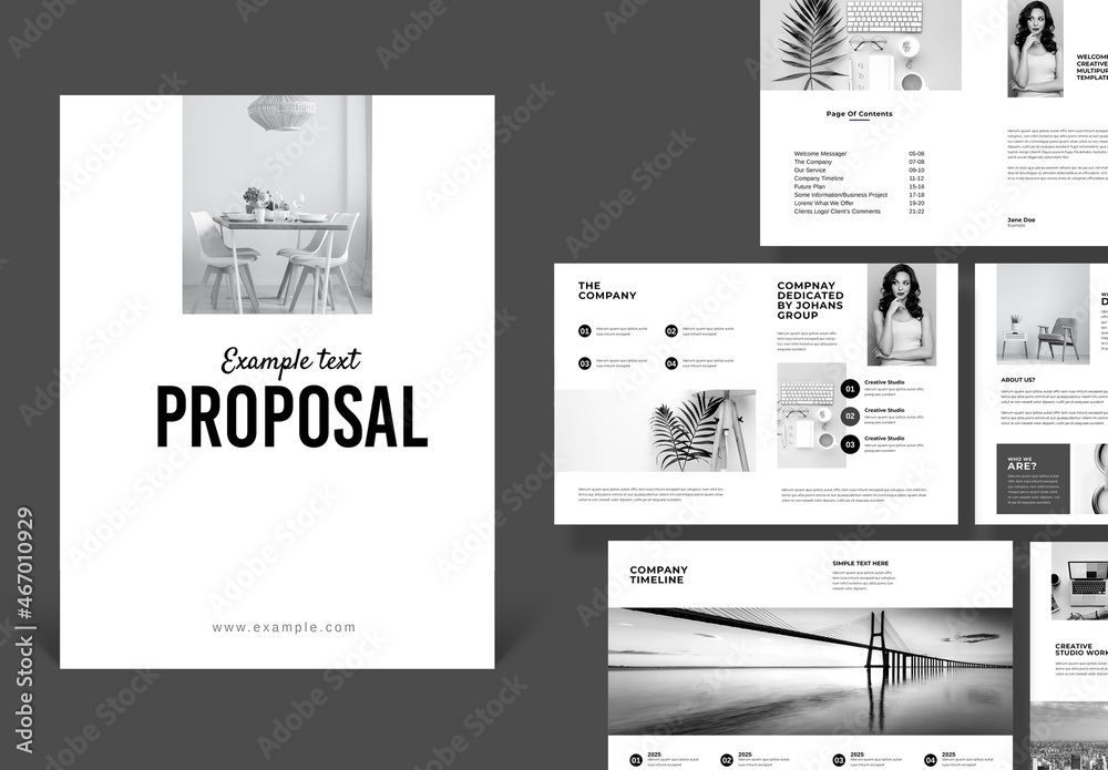 Black White Project Proposal Stock Template | Adobe Stock