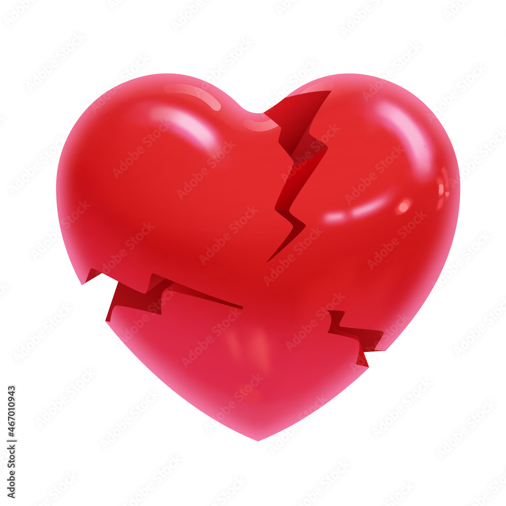 Realistic drawing of a broken heart - an icon for the game. Vector ...