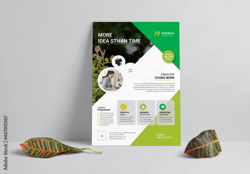 Green Flyer Layout Stock Template | Adobe Stock