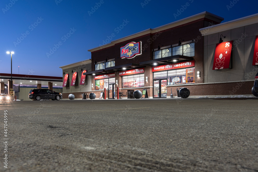 Utica, New York - Feb 21, 2020: Night View of Fastrac Gas Station ...