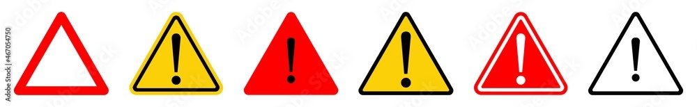 Vecteur Stock Warning icon set. Hazard warning attention sign ...