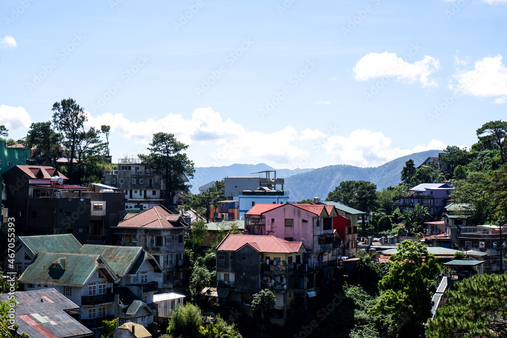 Mountains of Baguio City with its Colorful Houses and Serene Trees ...