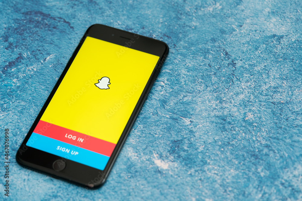 Bogota, Colombia, September, 2019, Snapchat logo on the phone with the ...