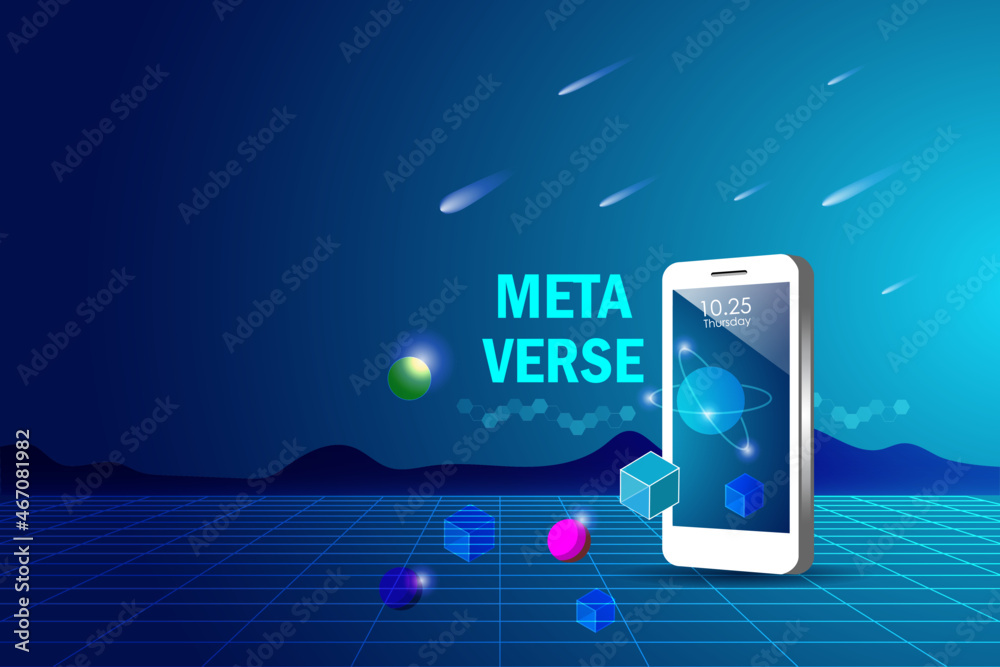 Metaverse, virtual reality technology, user interface 3D experience ...
