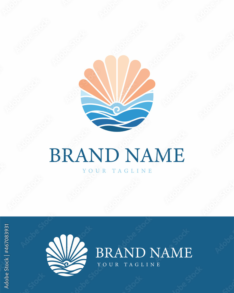 Shoreline Logo - Shell Oyster Beach Vacation Logo Stock Vector | Adobe ...