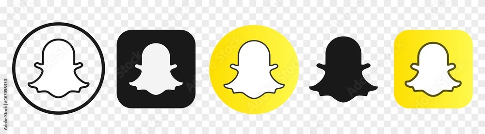 Snapchat logo set in different shape on a transparent Stock ...
