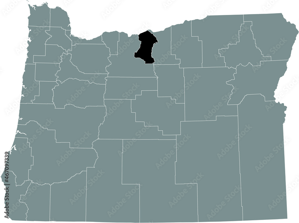 Black highlighted location map of the Sherman County inside gray ...