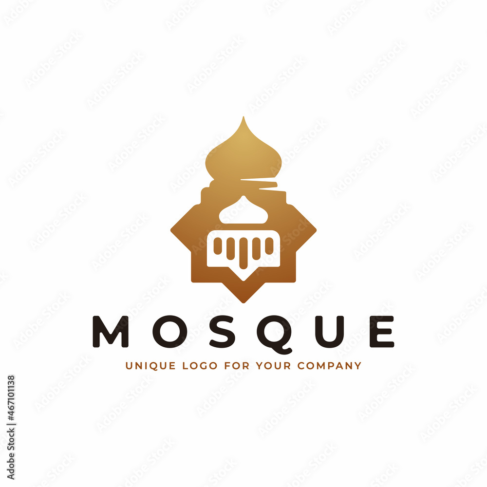 Golden Mosque logo. creative Islamic logo design template. Stock Vector ...