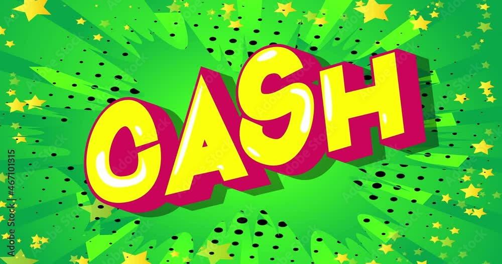 Cash. Motion poster. 4k animated Comic book word text changing color on ...