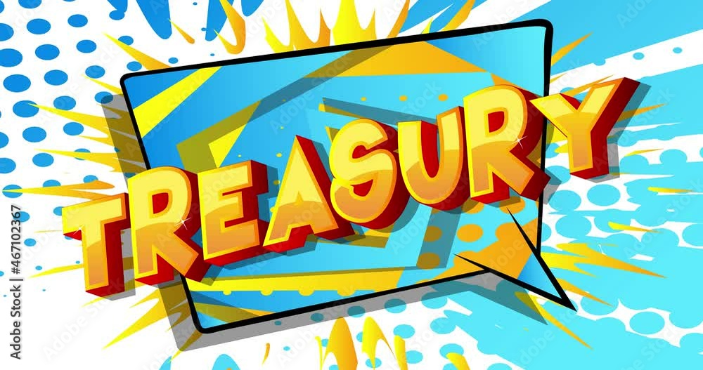 Treasury. Motion poster. 4k animated Comic book word text changing ...