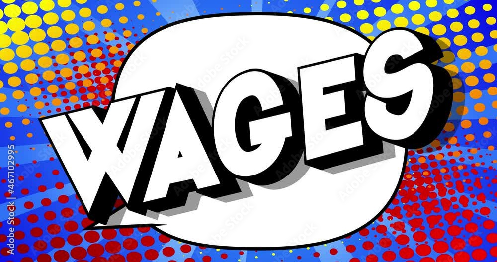 Wages. Motion poster. 4k animated Comic book word text changing color ...