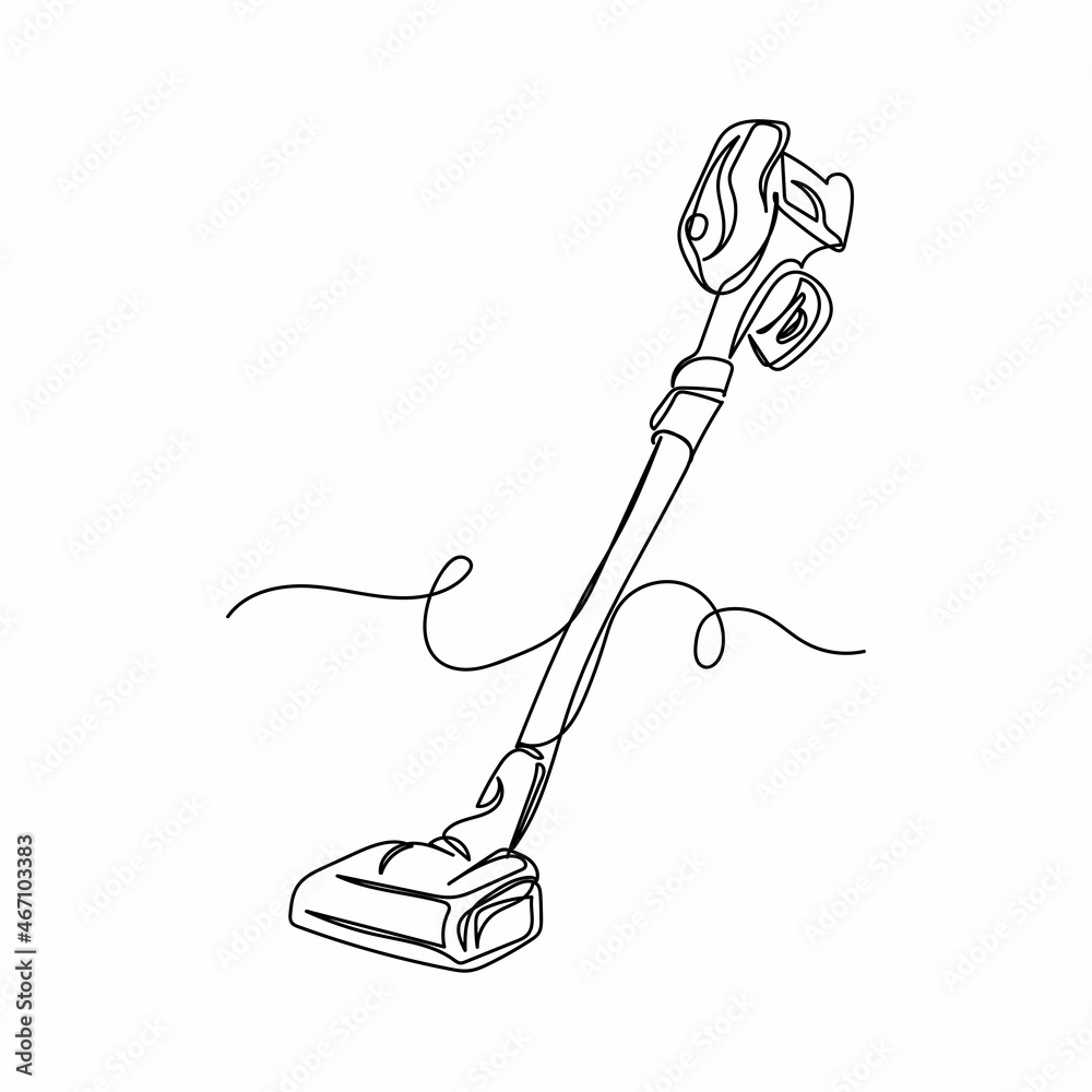 Vector continuous one single line drawing icon of vacuum cleaner in ...