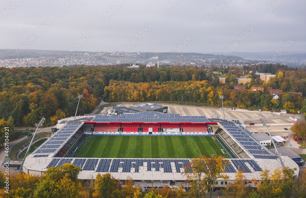 Voith-Arena, home stadium of 1. FC Heidenheim. Heidenheim an der Brenz - October 2021 ภาพถ่าย ...