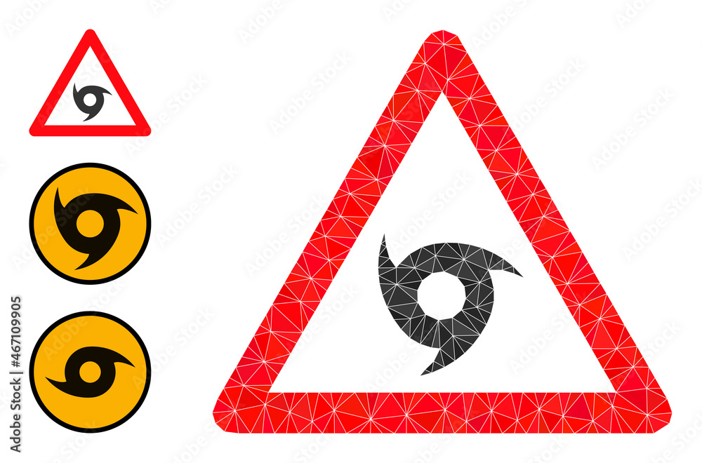 Low-poly tornado warning icon, and bonus icons. Polygonal tornado ...