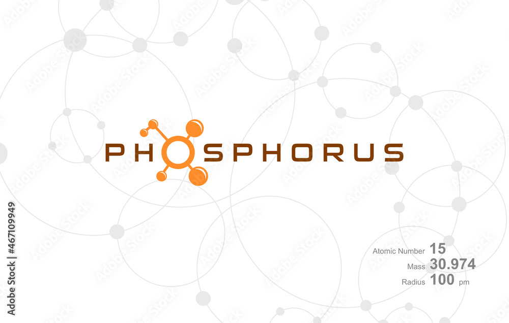 Modern logo design for the word "PHOSPHORUS" which belongs to atoms in ...