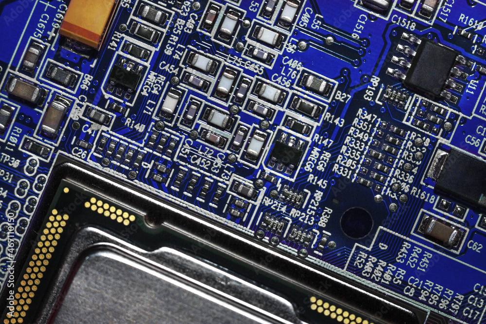 Photo & Art Print Close-up of a red electronic printed circuit board ...